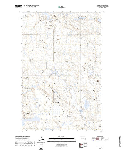 US Topo 7.5-minute map for Lambs Lake ND – American Map Store