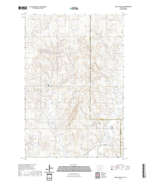 US Topo 7.5-minute map for Schell Buttes SW ND – American Map Store