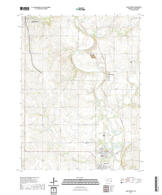 USGS US Topo 7.5-minute map for Blue Springs NE 2021 – American Map Store