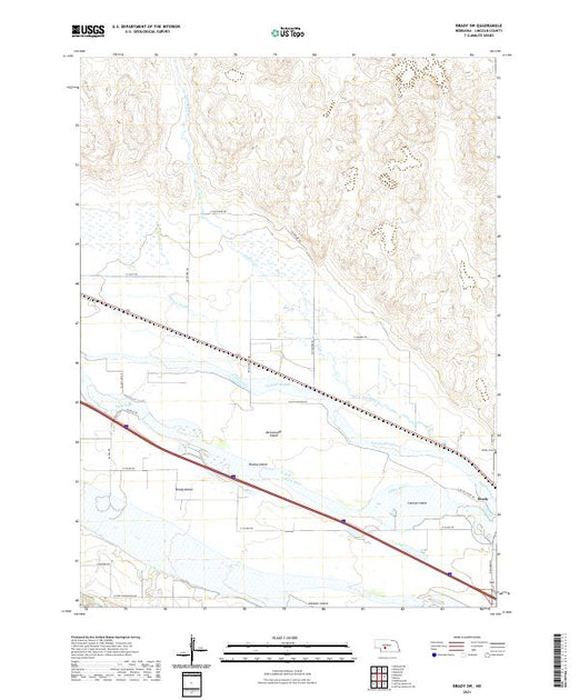 USGS US Topo 7.5-minute map for Brady SW NE 2021 – American Map Store