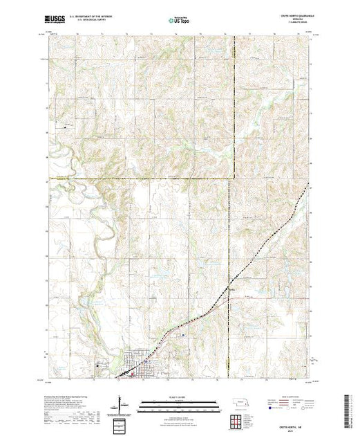 USGS US Topo 7.5-minute map for Crete North NE 2021 – American Map Store