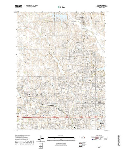 USGS US Topo 7.5-minute map for Elkhorn NE 2021 – American Map Store