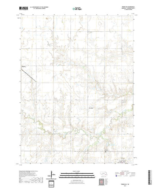 USGS US Topo 7.5-minute map for Friend SW NE 2021 – American Map Store