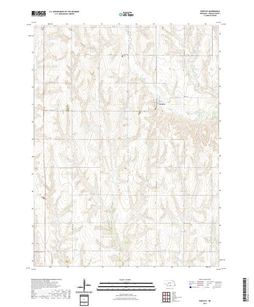 USGS US Topo 7.5-minute map for Huntley NE 2021 – American Map Store