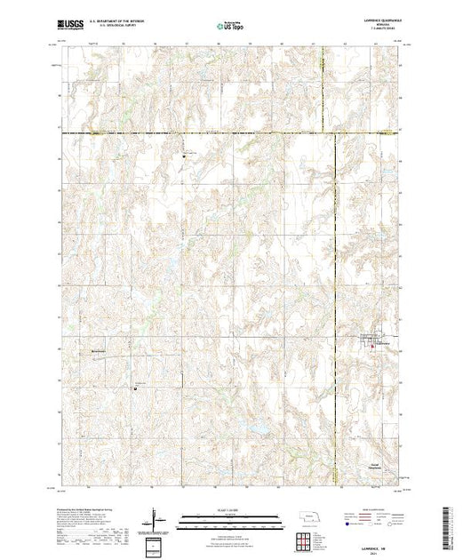 USGS US Topo 7.5-minute map for Lawrence NE 2021 – American Map Store