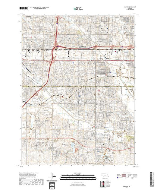 USGS US Topo 7.5-minute map for Ralston NE 2021 – American Map Store