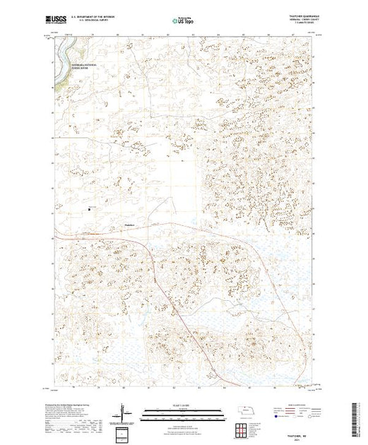 USGS US Topo 7.5-minute map for Thatcher NE 2021 – American Map Store