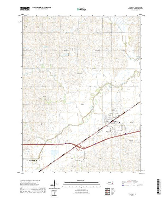 USGS US Topo 7.5-minute map for Waverly NE 2021 – American Map Store