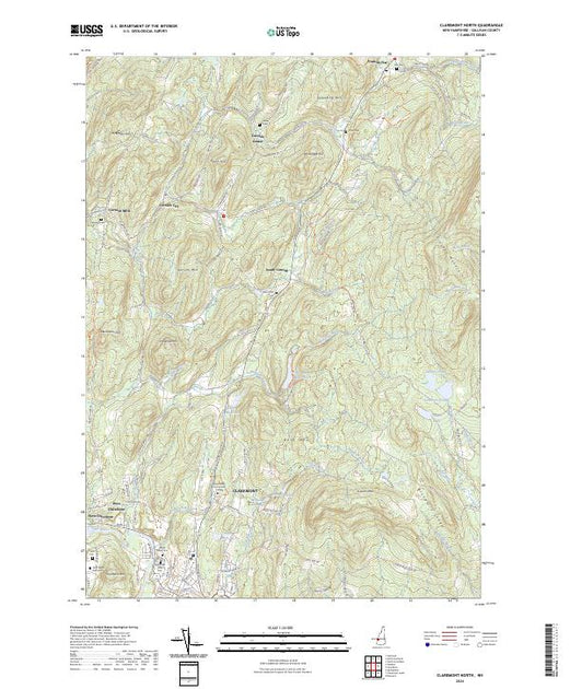 US Topo 7.5-minute map for Claremont North NH – American Map Store