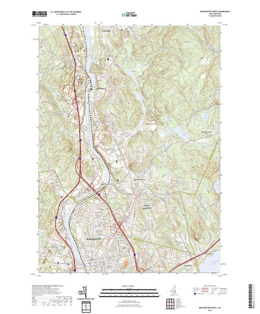 US Topo 7.5-minute map for Manchester North NH – American Map Store