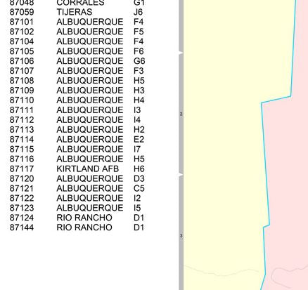 Color Cast Zip Code Style Wall Map of Albuquerque by Market Maps ...