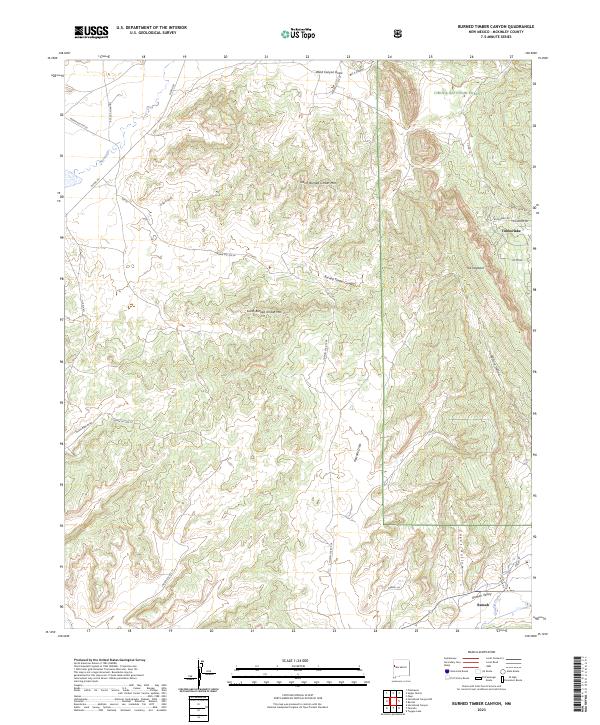 US Topo 7.5-minute map for Burned Timber Canyon NM – American Map Store