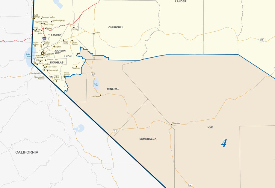 Nevada Congressional District Wall Map – American Map Store