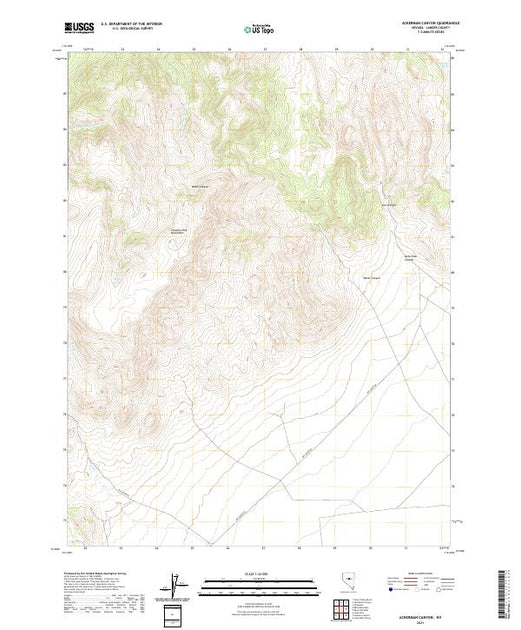 US Topo 7.5-minute map for Ackerman Canyon NV – American Map Store