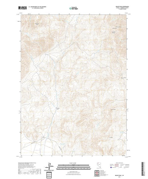 US Topo 7.5-minute map for Bishop Peak NV – American Map Store
