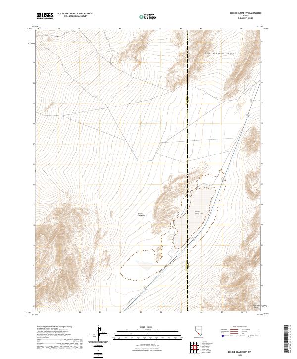 US Topo 7.5-minute map for Bonnie Claire NW NV – American Map Store