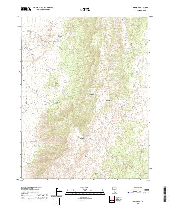 US Topo 7.5-minute map for Brown Knoll NV – American Map Store