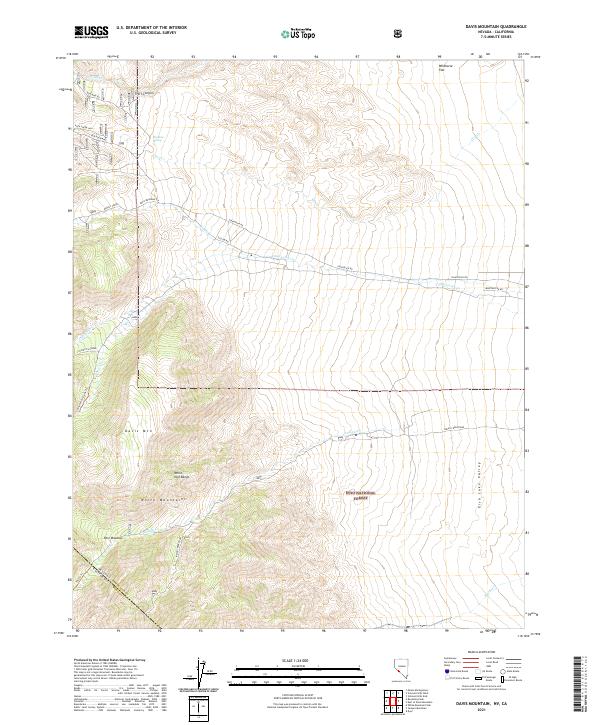 US Topo 7.5-minute map for Davis Mountain NVCA – American Map Store
