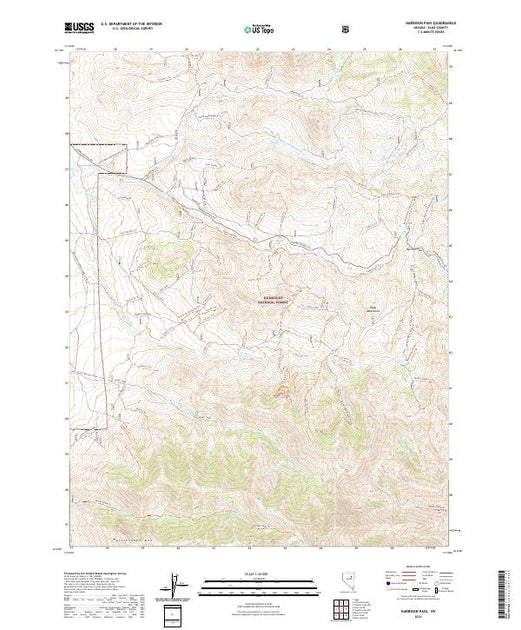 US Topo 7.5-minute map for Harrison Pass NV – American Map Store