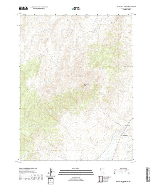 US Topo 7.5-minute map for Manhattan Mountain NV – American Map Store