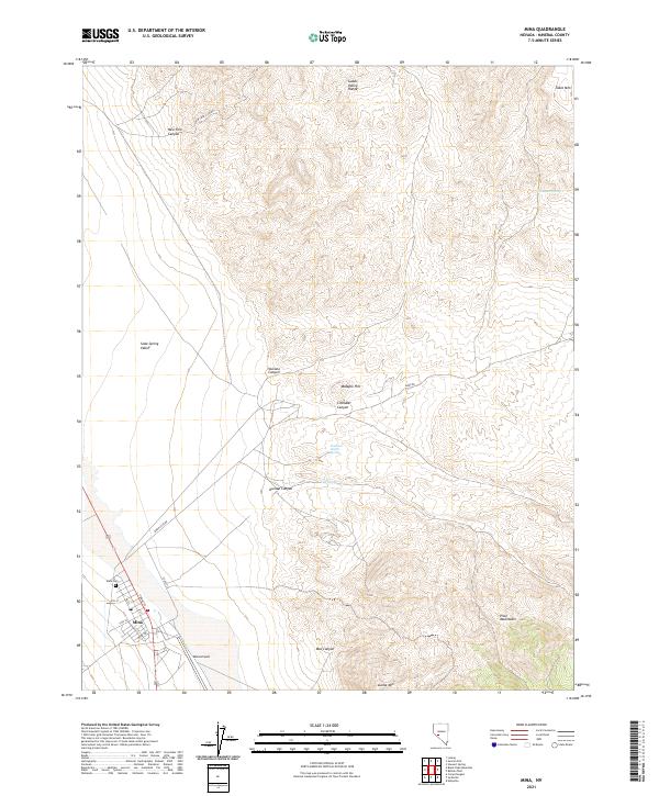 US Topo 7.5-minute map for Mina NV – American Map Store