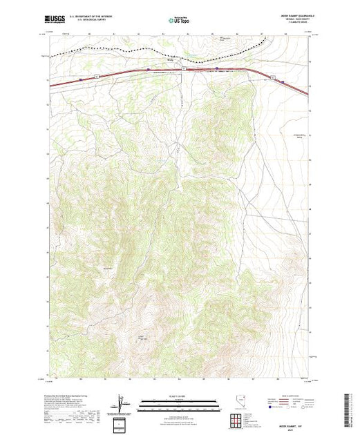 US Topo 7.5-minute map for Moor Summit NV – American Map Store