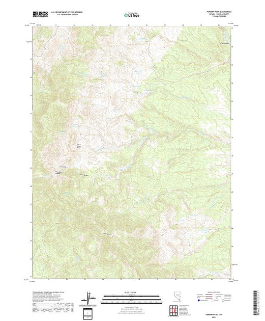 US Topo 7.5-minute map for Parsnip Peak NV – American Map Store
