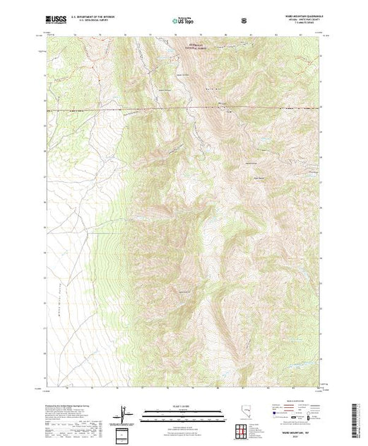US Topo 7.5-minute map for Ward Mountain NV – American Map Store