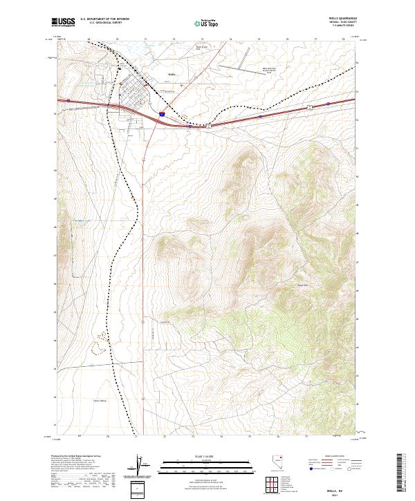 US Topo 7.5-minute map for Wells NV – American Map Store