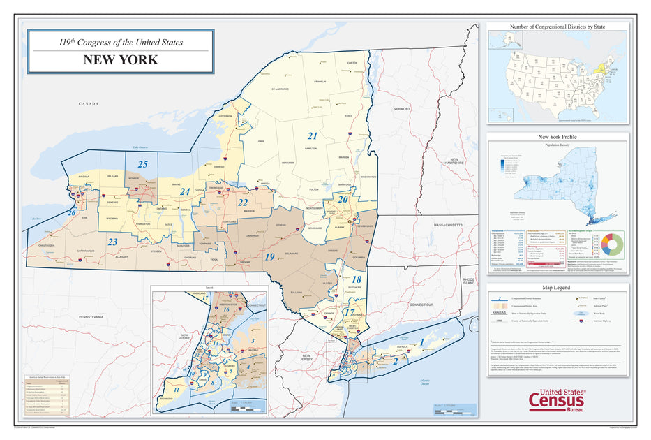 New York Congressional District Wall Map – American Map Store