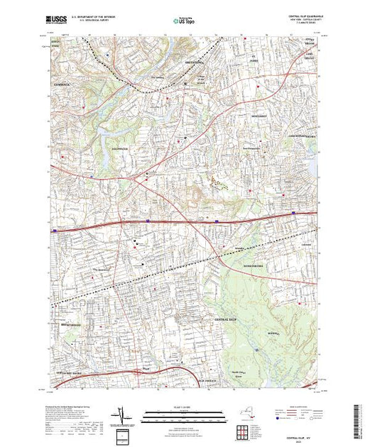 US Topo 7.5-minute map for Central Islip NY – American Map Store