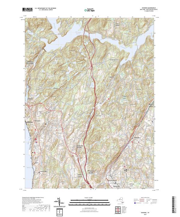 US Topo 7.5-minute map for Ossining NY – American Map Store