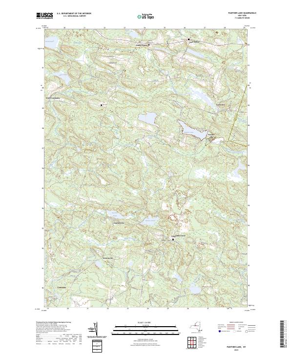 US Topo 7.5-minute map for Panther Lake NY – American Map Store