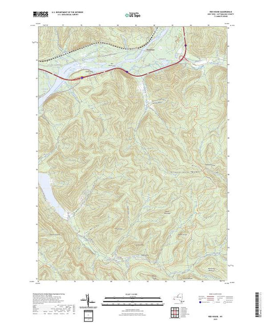 US Topo 7.5-minute map for Red House NY – American Map Store