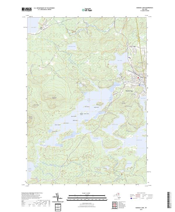 US Topo 7.5-minute map for Saranac Lake NY – American Map Store