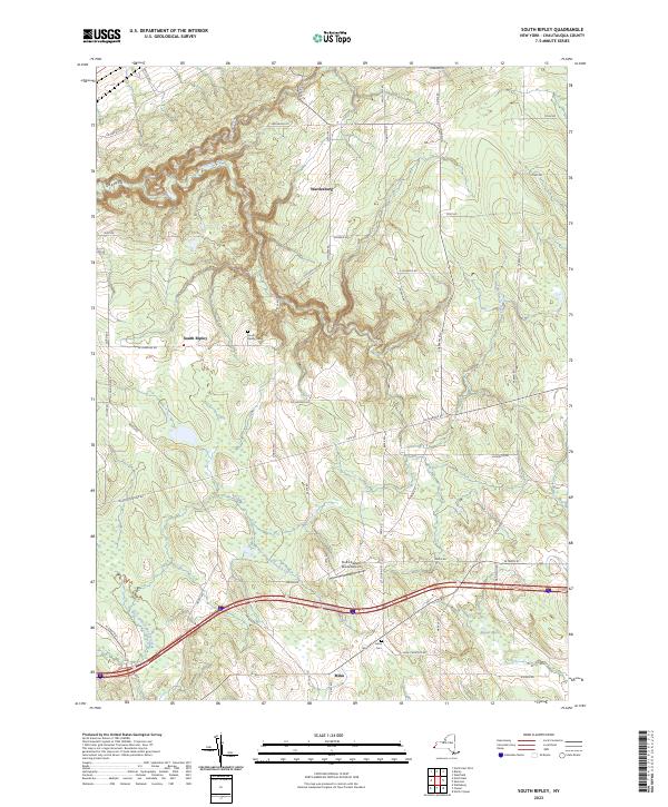 US Topo 7.5-minute map for South Ripley NY – American Map Store