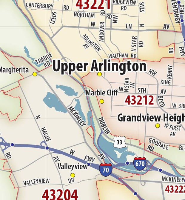 Columbus Area Zip Code Map – American Map Store