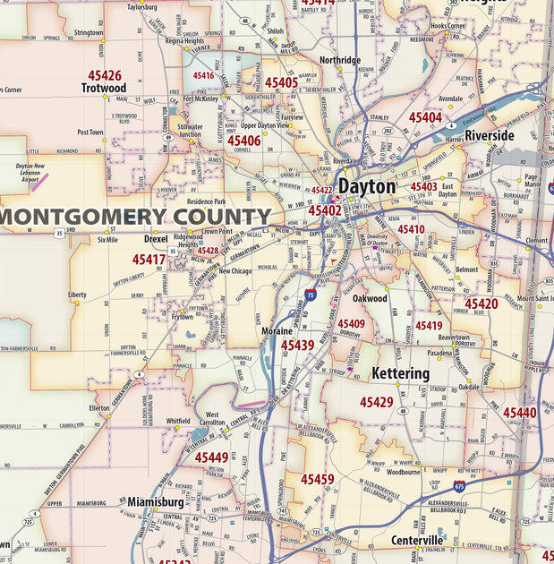 Dayton Area Zip Code Map – American Map Store