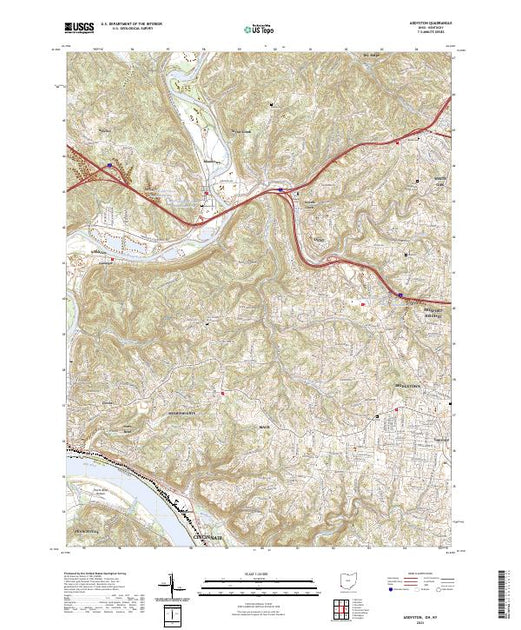 US Topo 7.5-minute map for Addyston OHKY – American Map Store