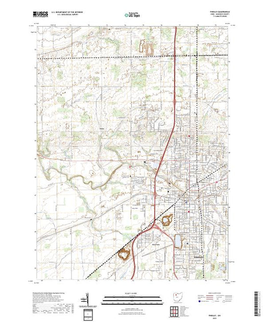 US Topo 7.5-minute map for Findlay OH – American Map Store