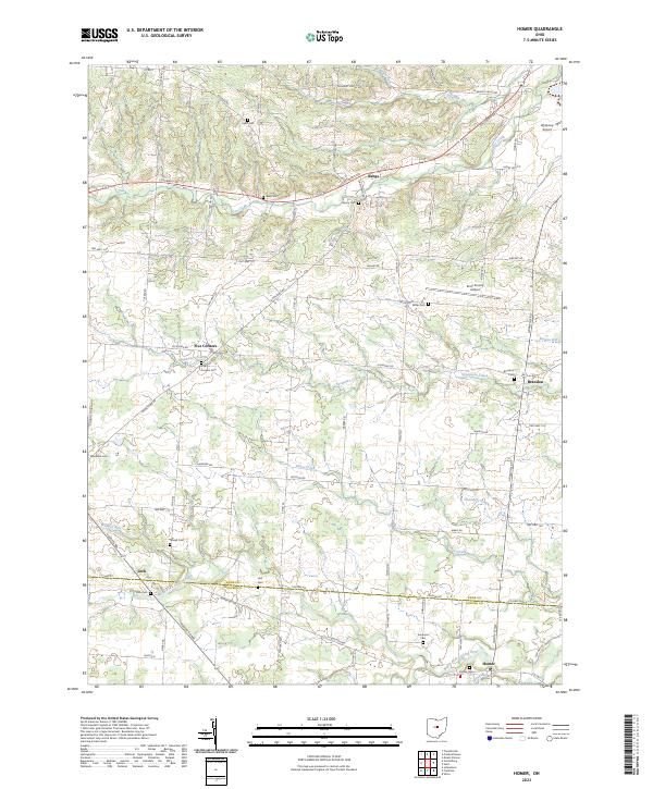 US Topo 7.5-minute map for Homer OH – American Map Store