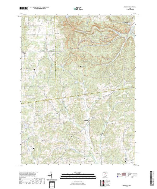 US Topo 7.5-minute map for Jelloway OH – American Map Store