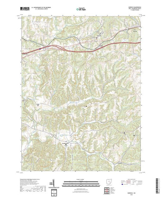 US Topo 7.5-minute map for Norwich OH – American Map Store