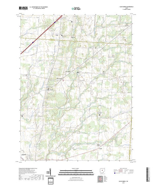 US Topo 7.5-minute map for Olive Green OH – American Map Store