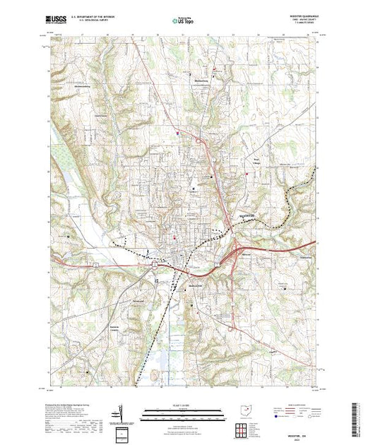 US Topo 7.5-minute map for Wooster OH – American Map Store