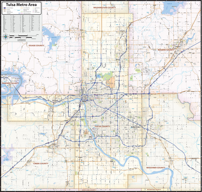Tulsa Metro Area Wall Map – American Map Store