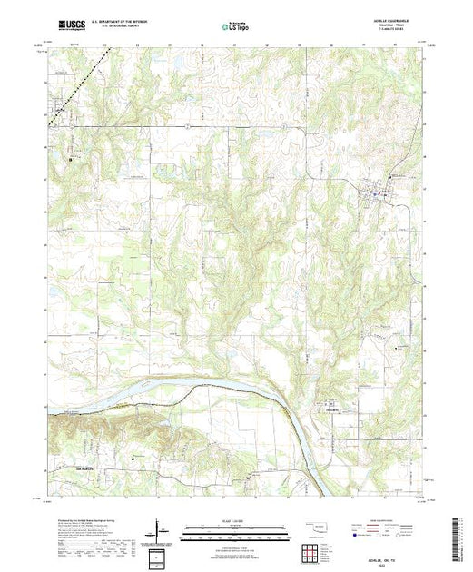 US Topo 7.5-minute map for Achille OKTX – American Map Store