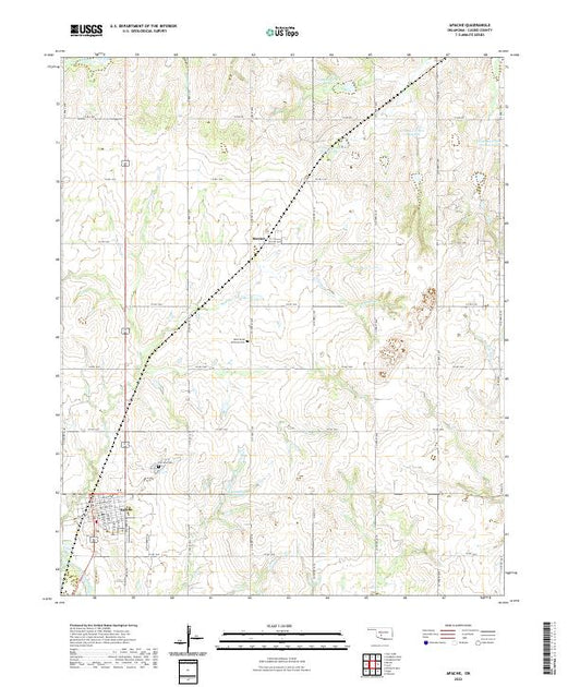 US Topo 7.5-minute map for Apache OK – American Map Store