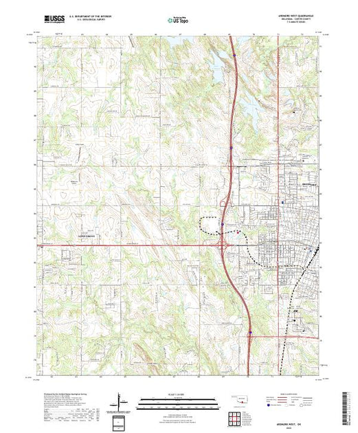 US Topo 7.5-minute map for Ardmore West OK – American Map Store