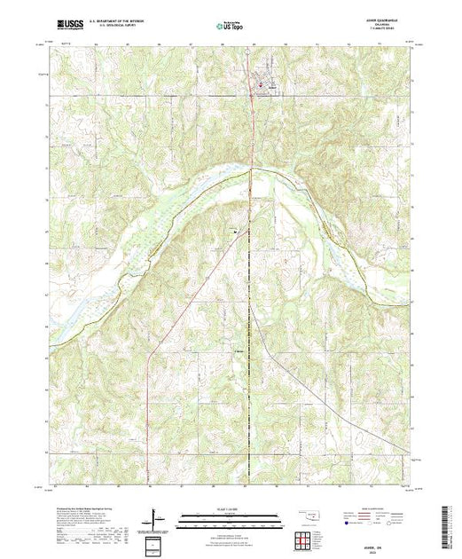 US Topo 7.5-minute map for Asher OK – American Map Store